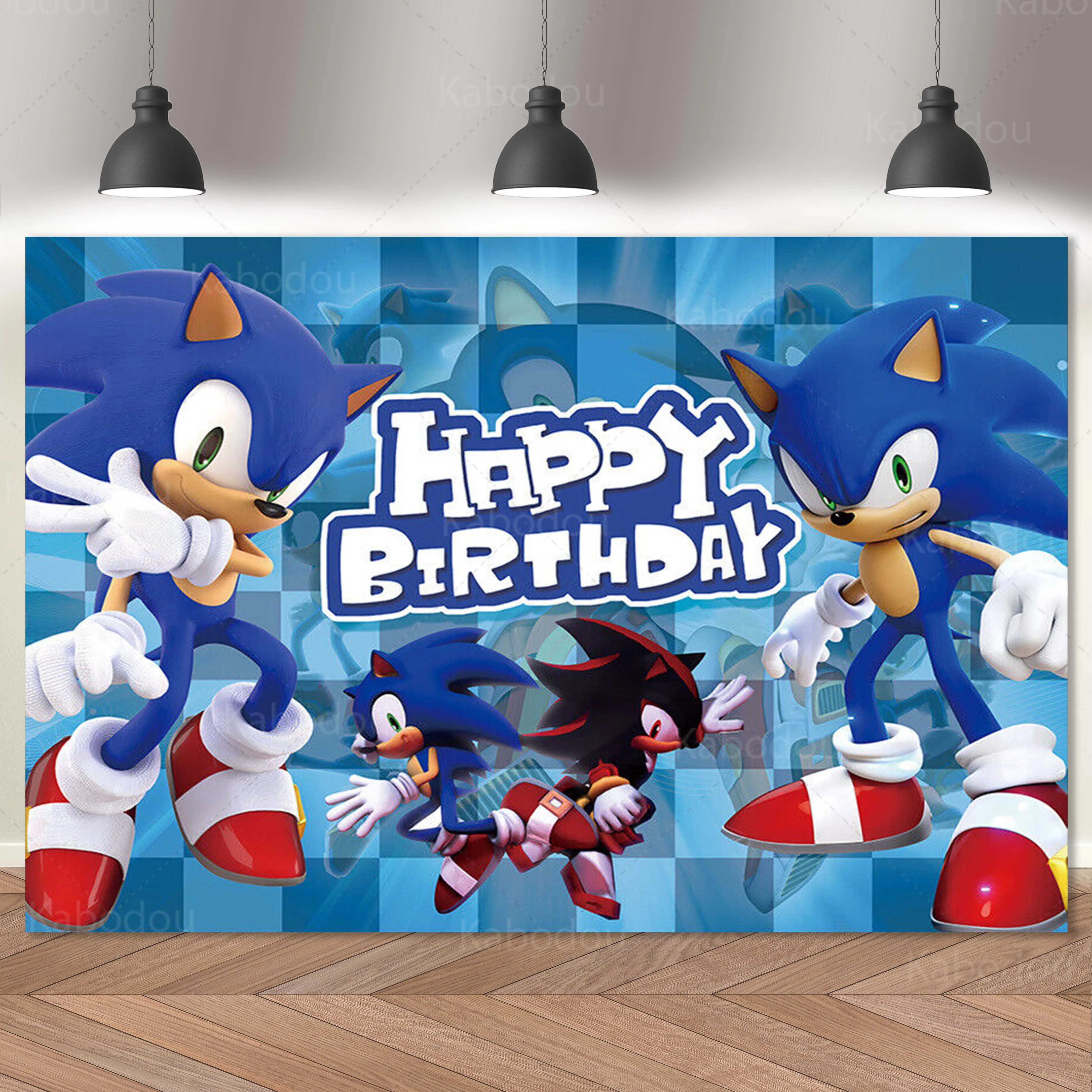 Fondo azul sónico para fiesta de cumpleaños de niños, decoración de ...