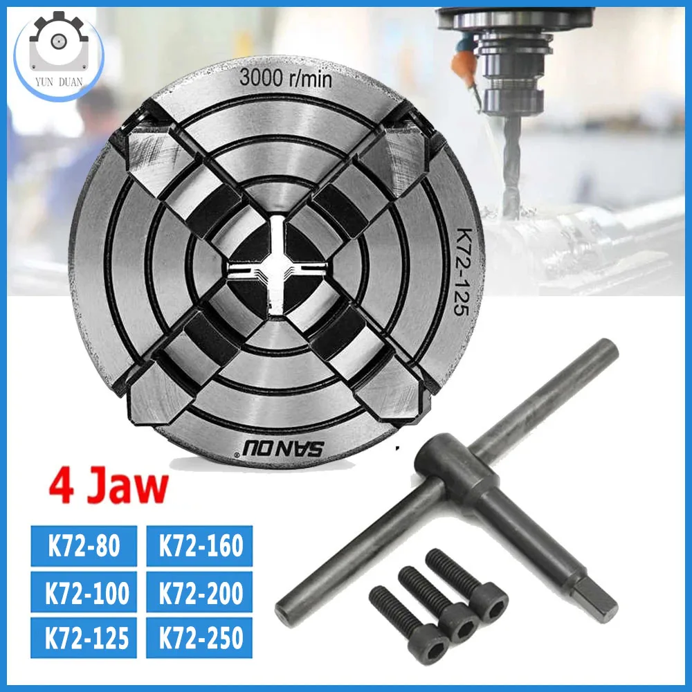 SANOU Chuck 4 Jaw 5" Lathe Independent Reversible Jaw K72-80/100/125 ...