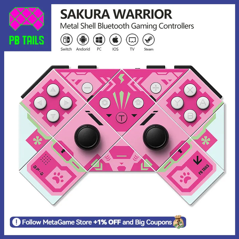 PB-TAILS-Bluetooth-Game-Controller-SAKURA-WARRIOR-Metal-Shell-Gamepad-Joystick-Switch-Sakura ...