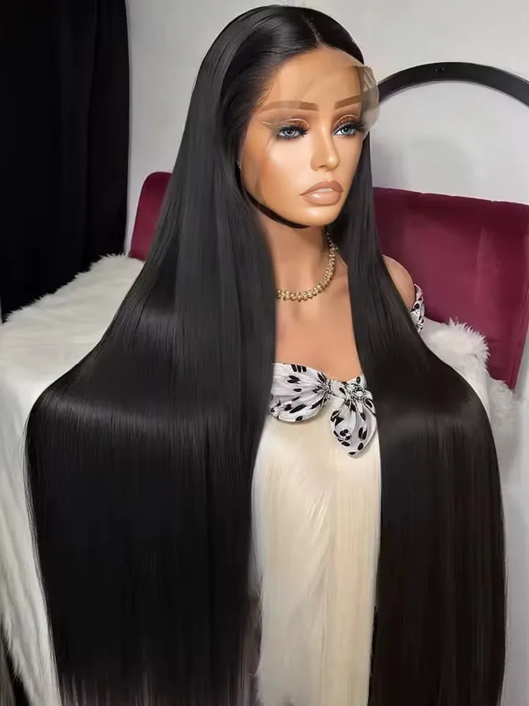 Mossily Bone Straight 13x5 HD Lace Front Wigs Human Hair Black Wig ...