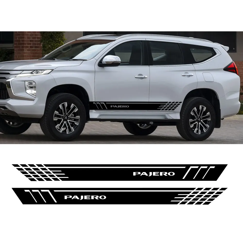 2pcs Side Stripes Graphic Decal Sticker For Mitsubishi Pajero Sport MK2 ...