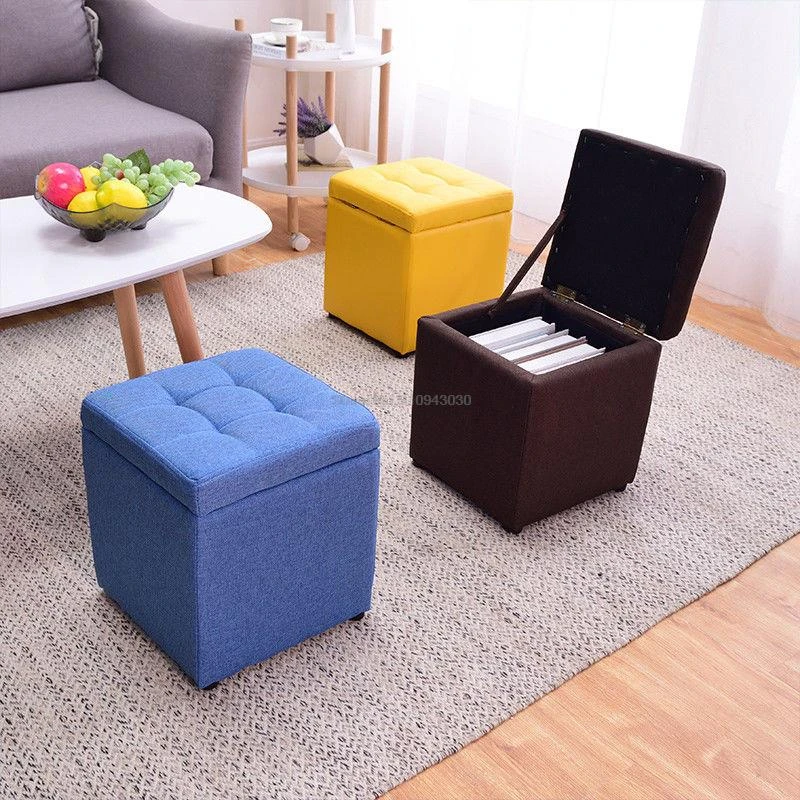 Folding Stool Multifunctional Storage Ottoman Living Room Furniture ...