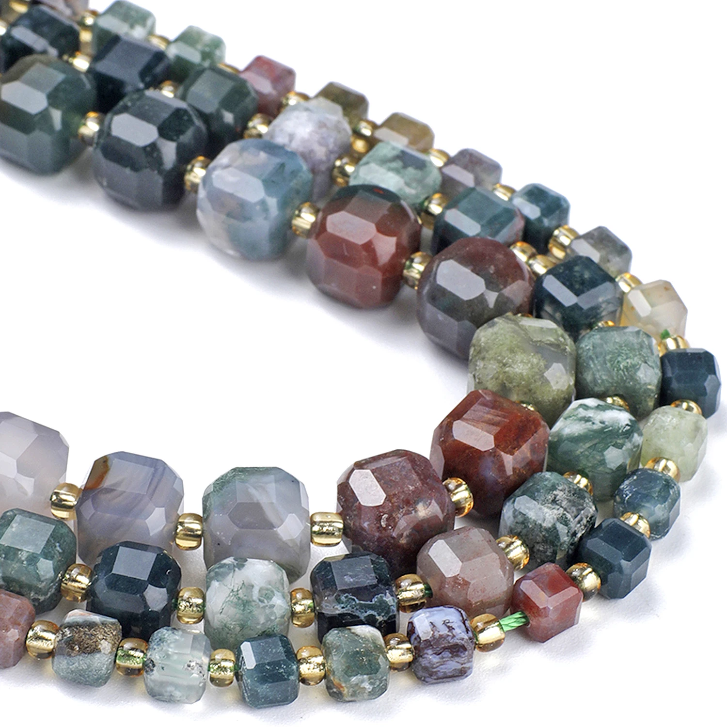 Natural Indian Agate Stone Beads Faceted Square Cube Beads for Jewelry ...