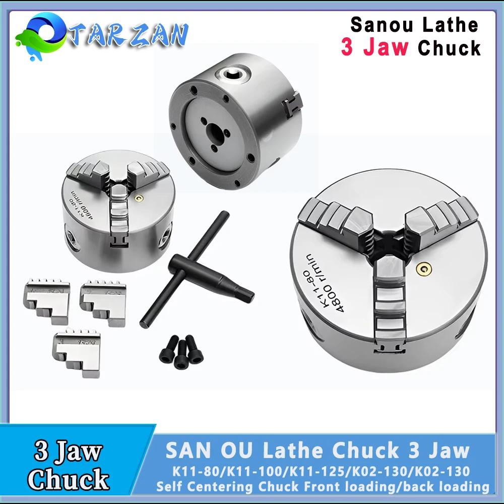 SANOU Self Centering Lathe Chuck 3 Jaws claw Manual Metal Scroll Chuck ...