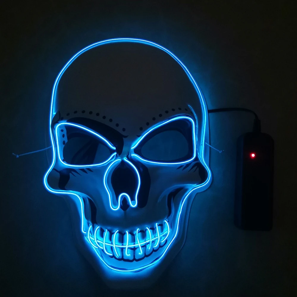 Halloween-LED-Skull-Mask-Horror-Ghost-Head-Men-Women-Mask-EL-Cold-Light ...
