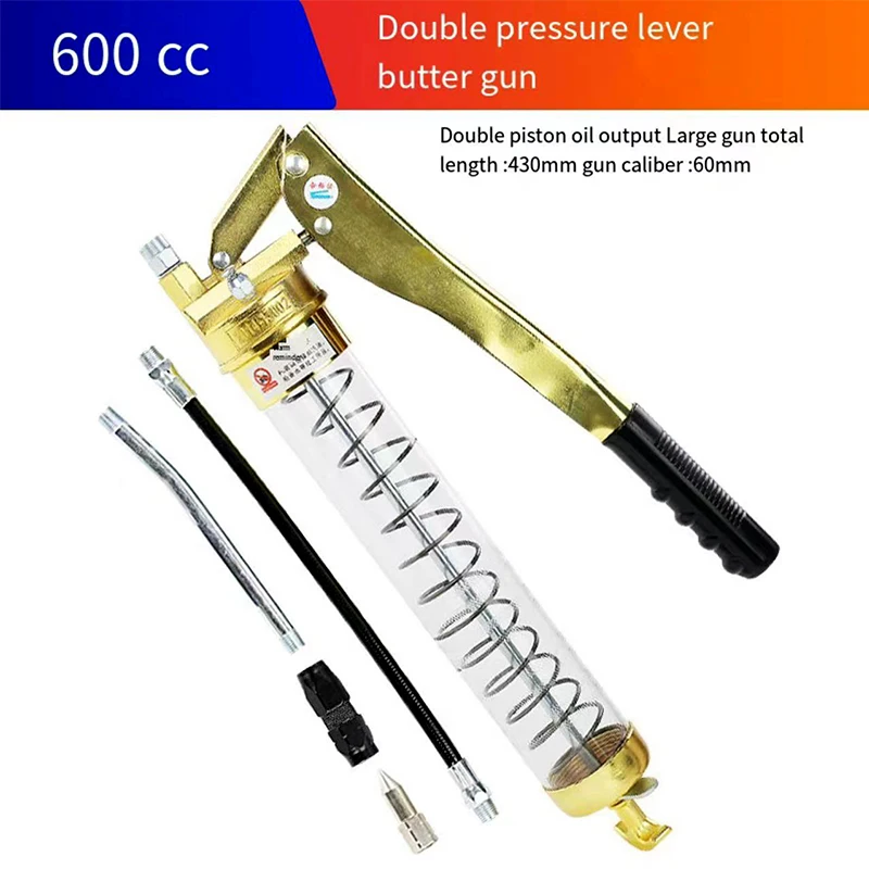 Transparent Barrel 900C Manual Grease Gun Double Pressure Rod Grease ...