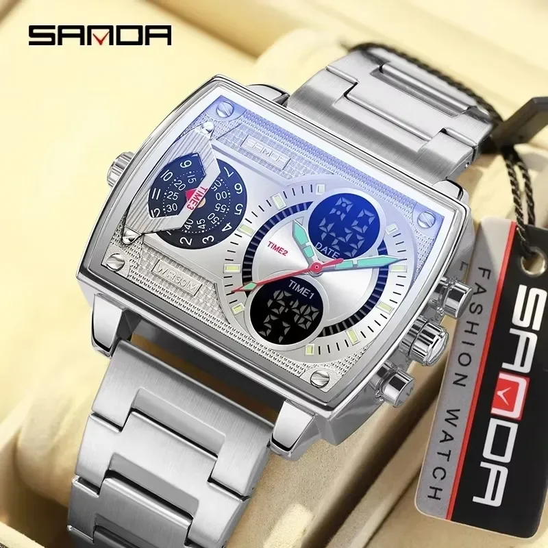 SANDA 6032 Multi-functional Luminous Waterproof Cool Digital Watches ...