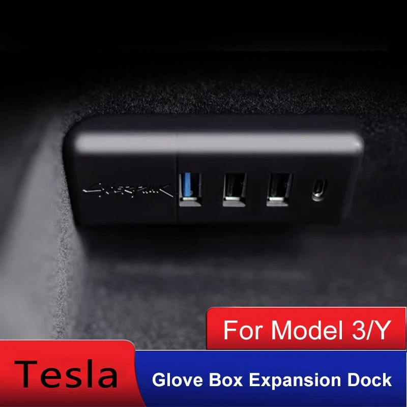 2021-2022 New Glovebox Usb Hub Ports For Tesla Model 3 Y Splitter ...