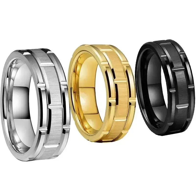 Black-Grooved-Three-in-one-Combination-Rings-For-Men-Jewelry ...