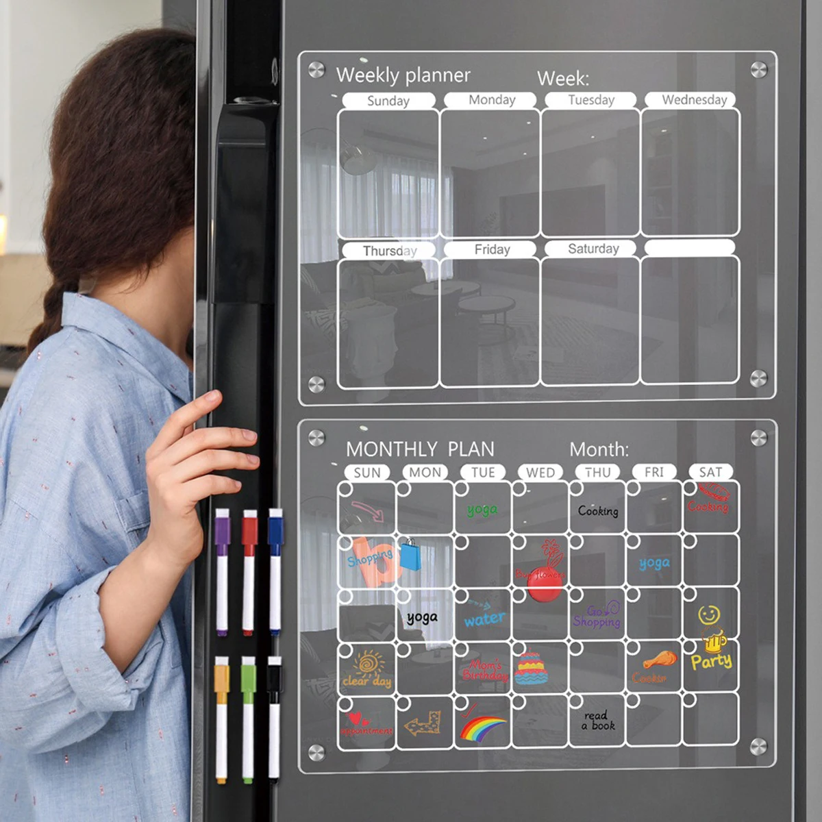 Magnetic Transparent Display Board Message Board Acrylic Weekly and ...