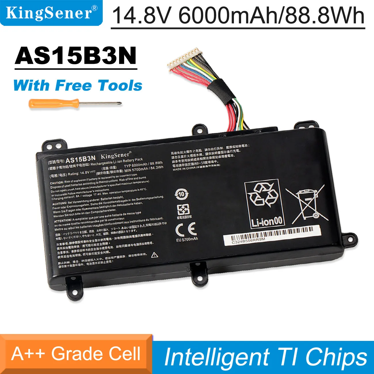 KingSener 6000mAh AS15B3N Laptop Battery for Acer Predator 17 15 G9-591 ...