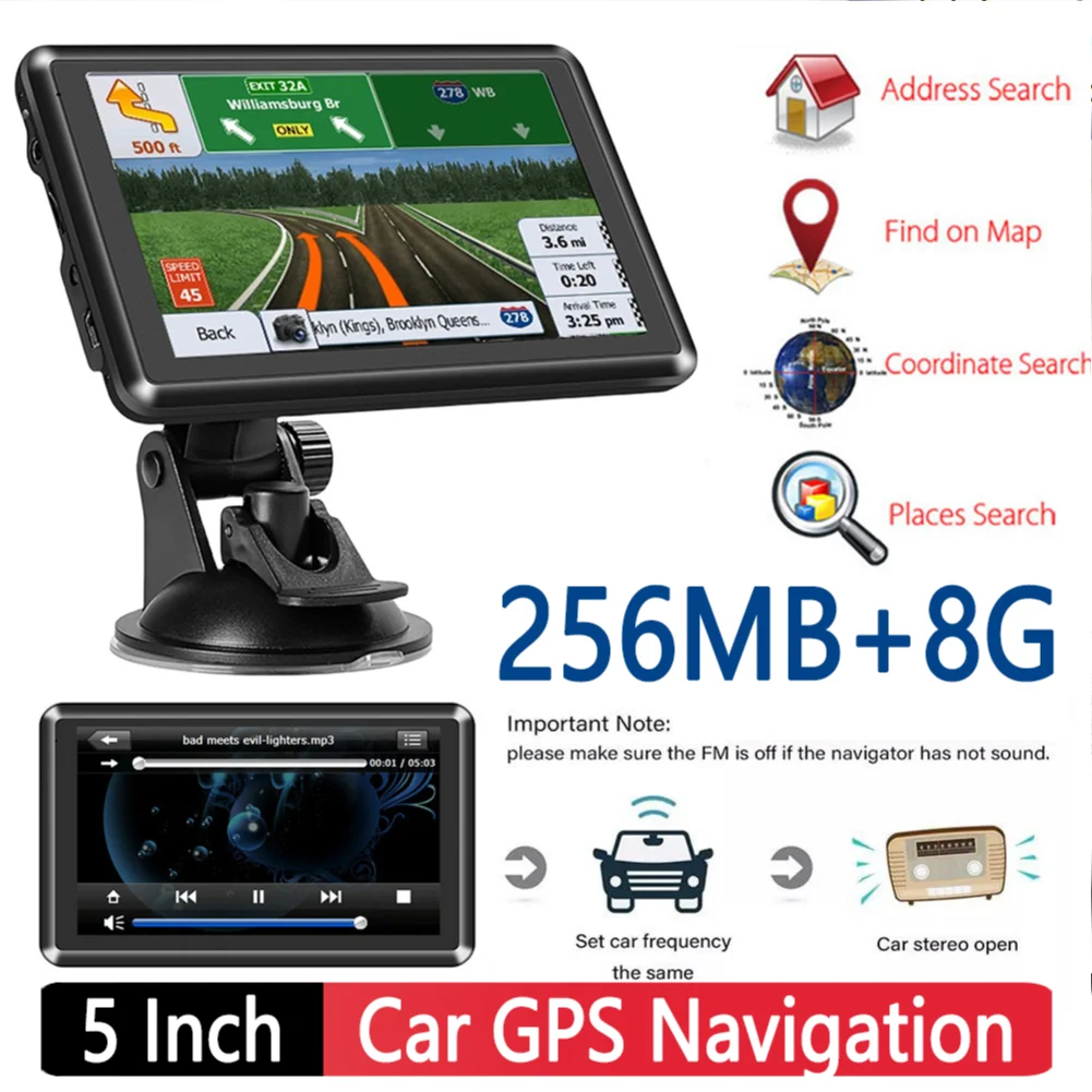 Navegador-GPS-para-coche-y-cami-n-transmisor-FM-de-5-pulgadas-256MB-8G ...