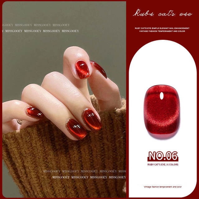 Cherry Ruby Crystal Cat Eye Gel Polish - Limegirlstore