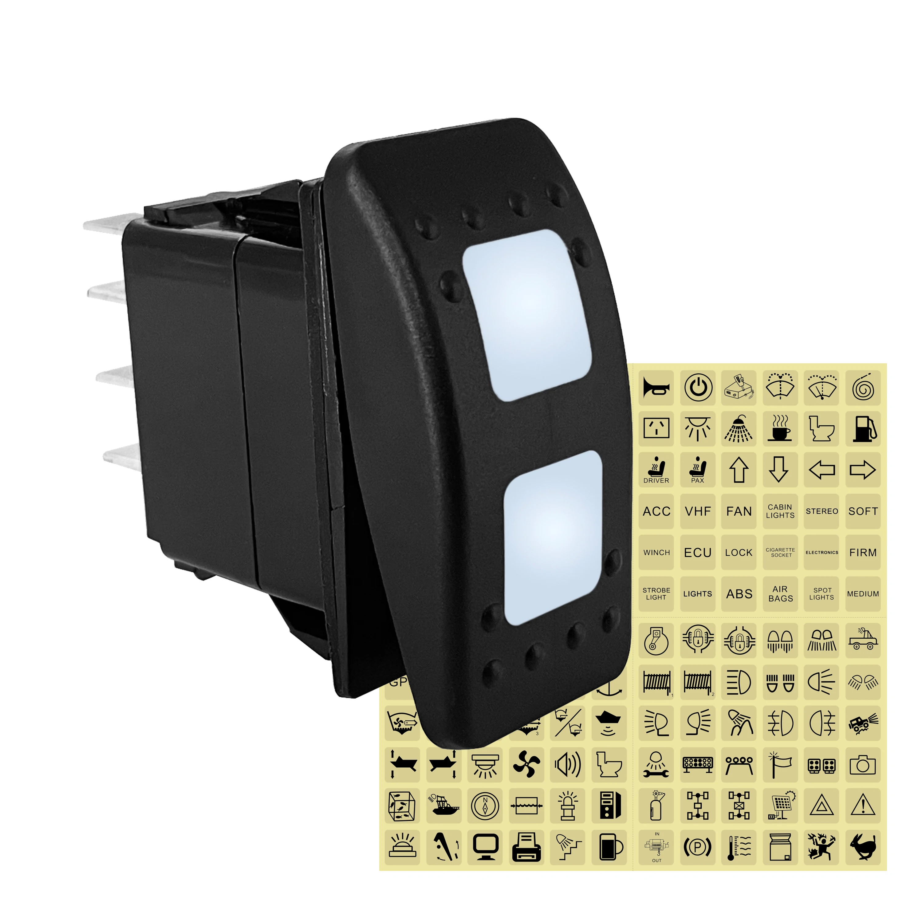 12Volt 20Amp Double Pole Double Throw White Rocker Switch 7Pin DPDT 3 ...