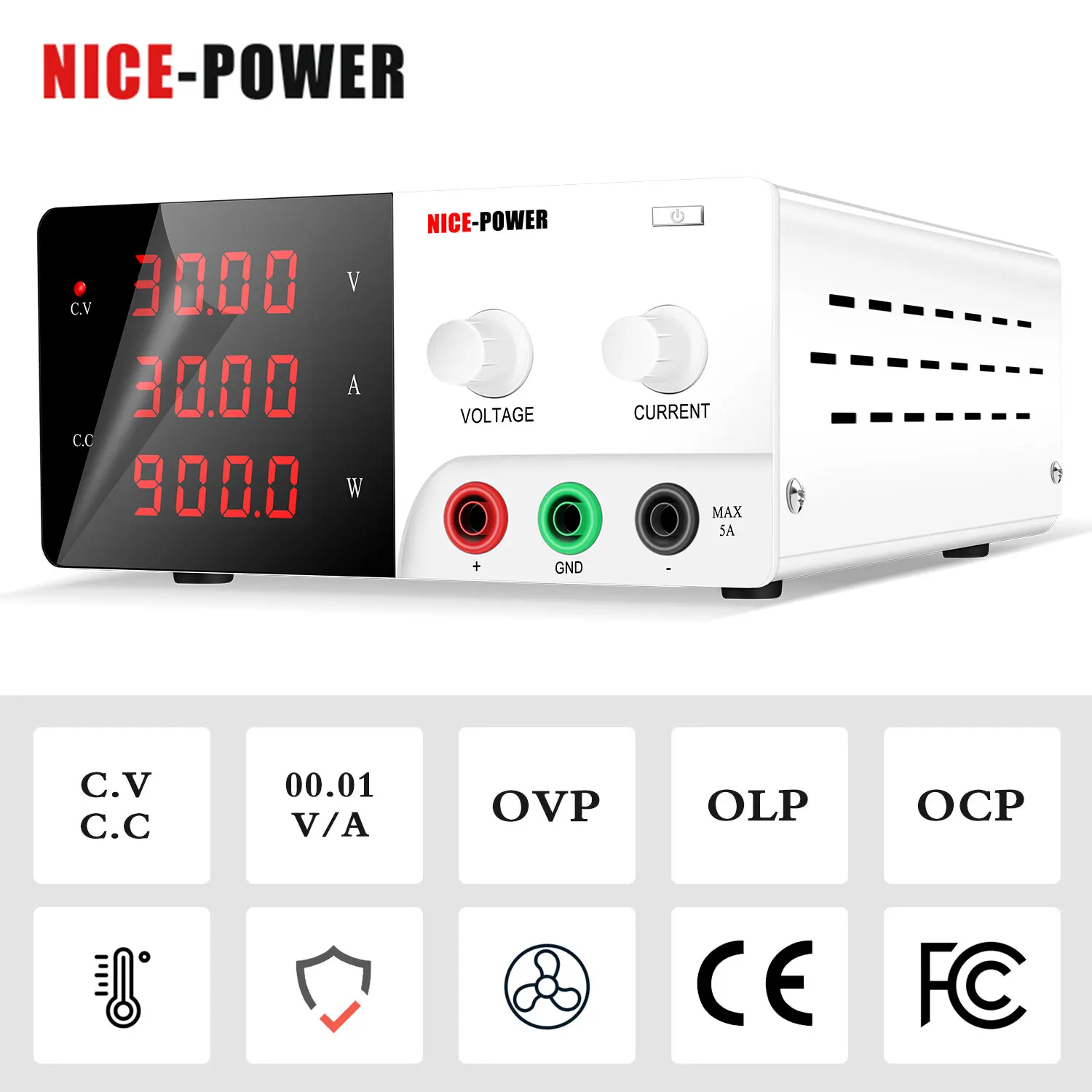 NICE POWER DC Power Supply 30V 30A Adjustable Switching Power Supply ...