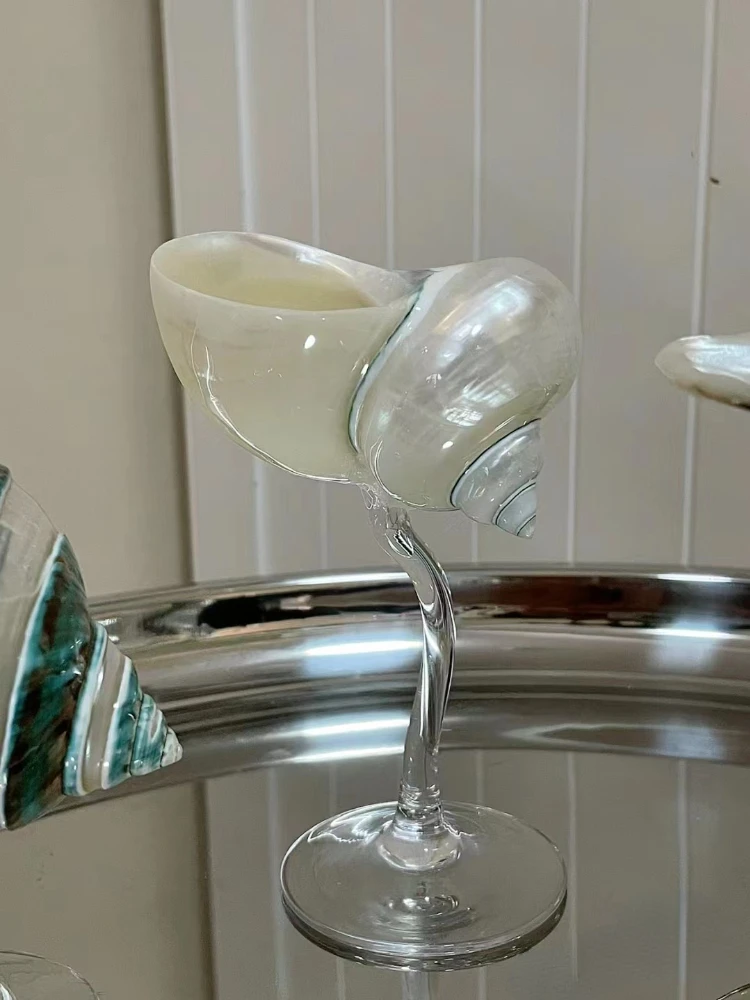 Creative-Natural-Conch-Shell-Wine-Glass-Cup-with-Handmade-Niche-Design ...