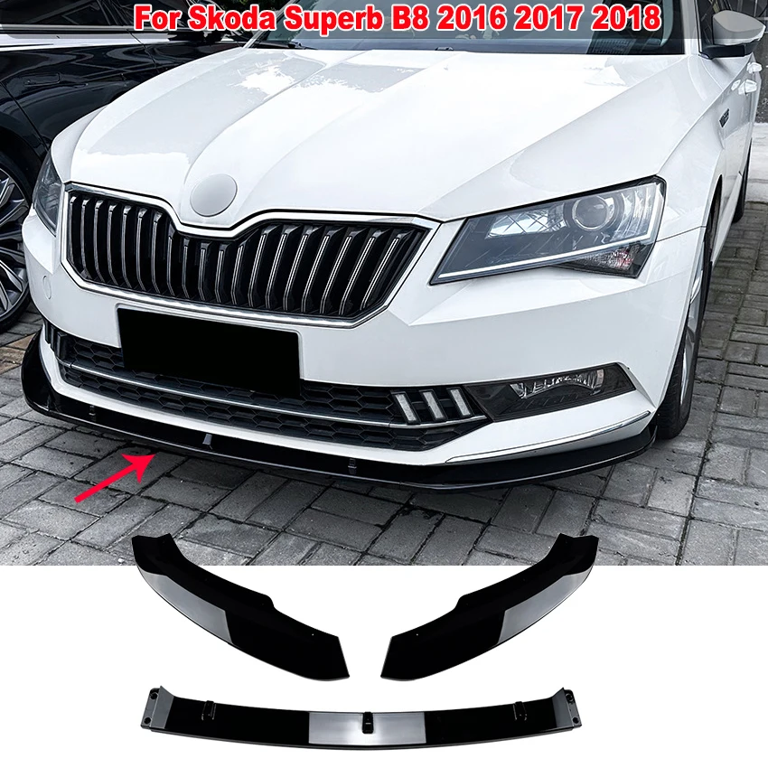 For-Skoda-Superb-B8-2016-2017-2018-Lower-Front-Bumper-Lip-Splitter ...
