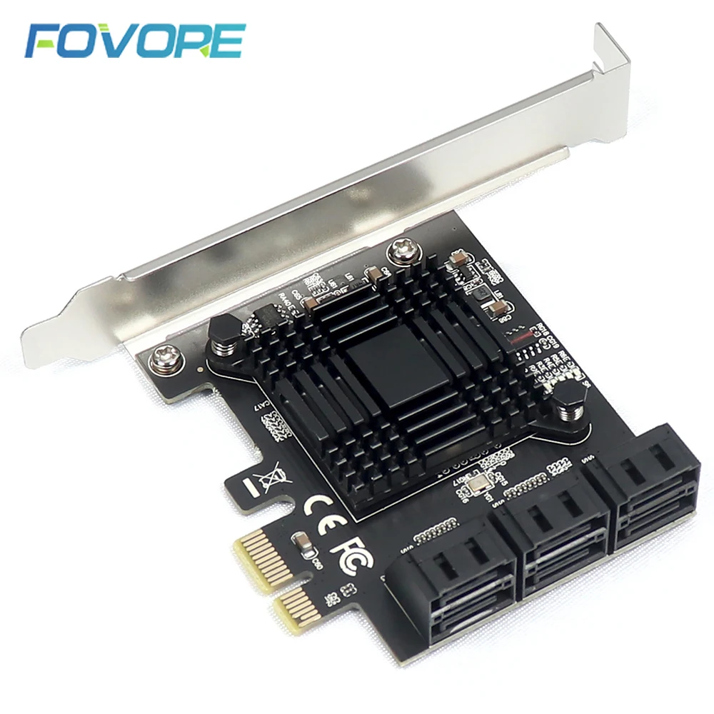 GRAY - Carte'extension SATA 3 PCIe, 6 ports, adaptateur PCI Express x1 ...