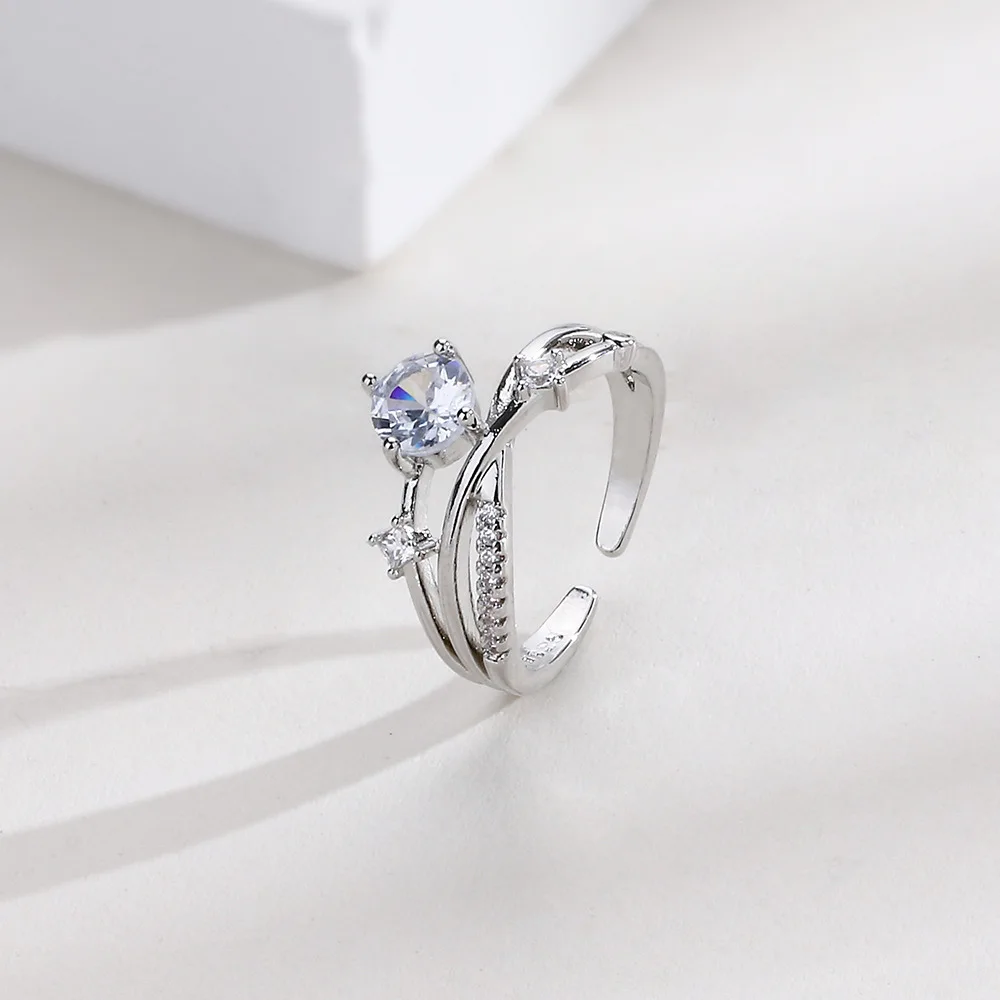 New-Fashion-Silver-Color-Classic-Cross-Star-Clear-CZ-Open-Finger-Ring ...
