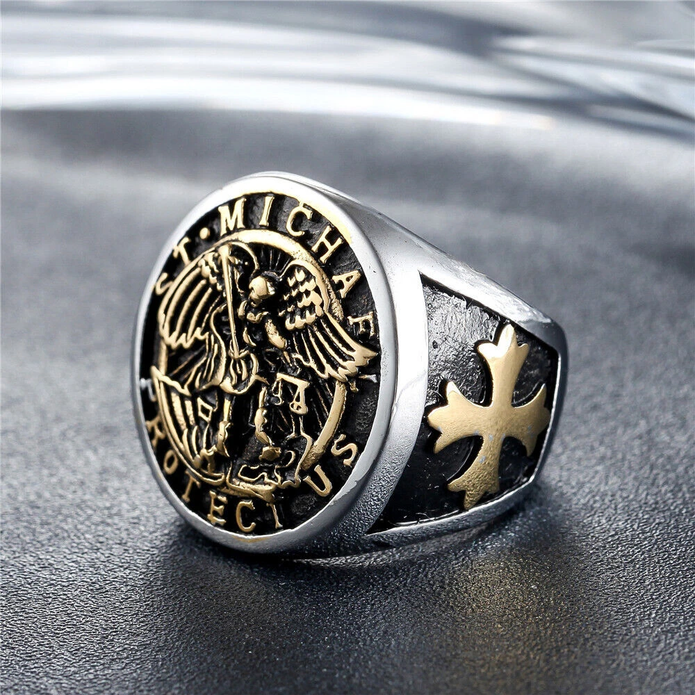 Mens Stainless Steel Catholic Archangel St Saint Michael Ring Size 7 15 ...