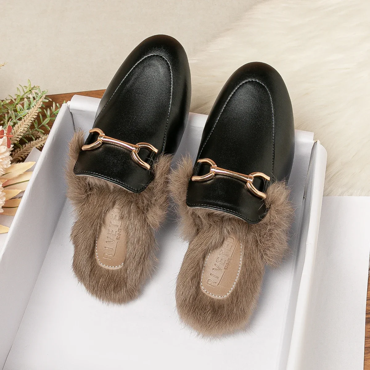 2024-winter-women-s-plush-outdoor-slippers-mules-Metal-British-style ...