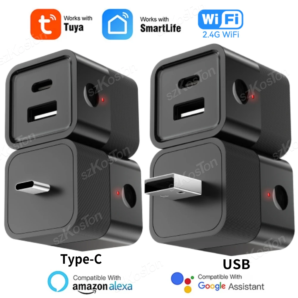 2 in 1 Tuya WiFi Smart TypeC USB Adaptor Switch Mini USB Power Adaptor ...