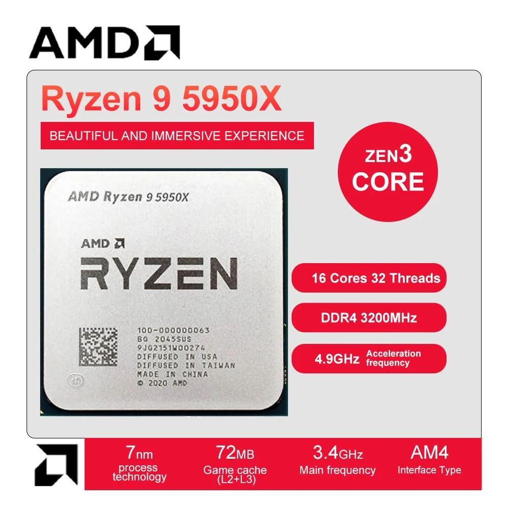 AMD-New-R9-5950X-CPU-3-4-GHz-16-Cores-32-Threads-Gaming-Processor-AM4 ...