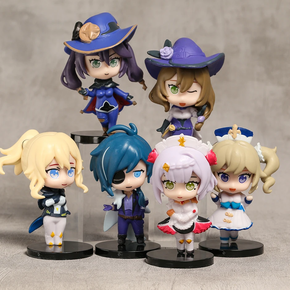 6pcs/set Genshin Impact Lisa Kaeya Barbara Jean Noelle Mona PVC Figures ...