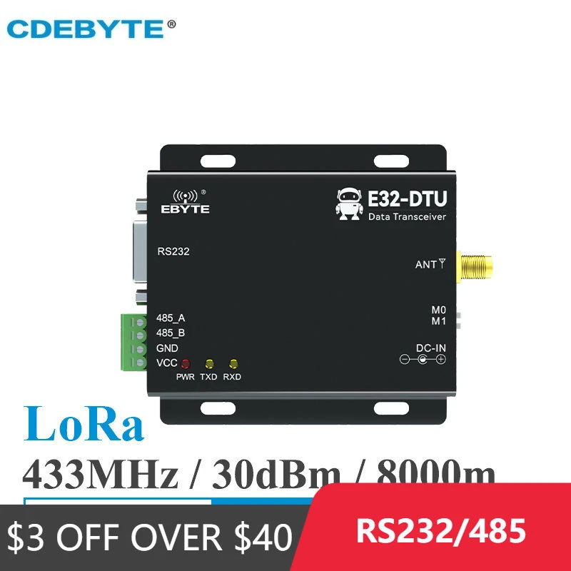 Lora Sx1278 Transmitter Cdebyte E32-dtu(433l30)-v8 Rs232 Rs485 433mhz ...