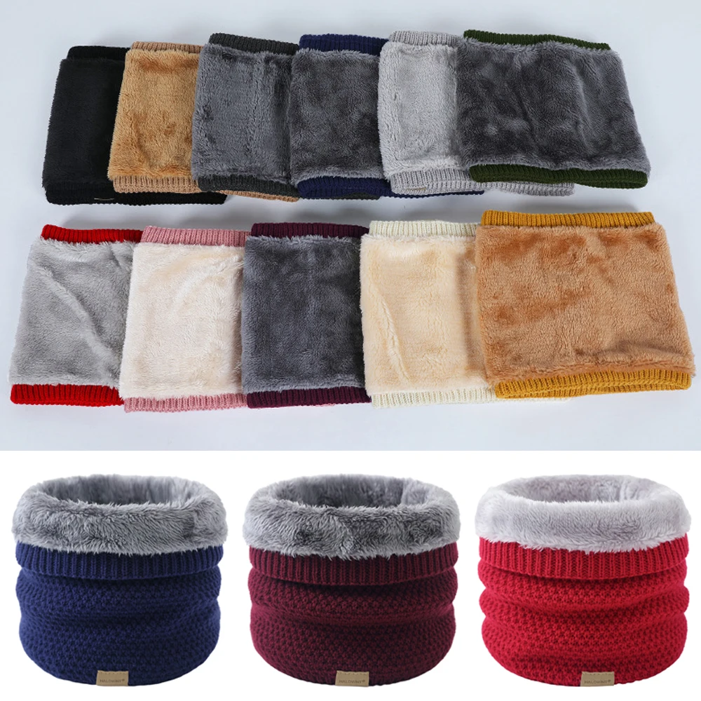 Winter Warm Ring Scarf Thicken Plush Knitted Snood Neck Scarves Outdoor ...