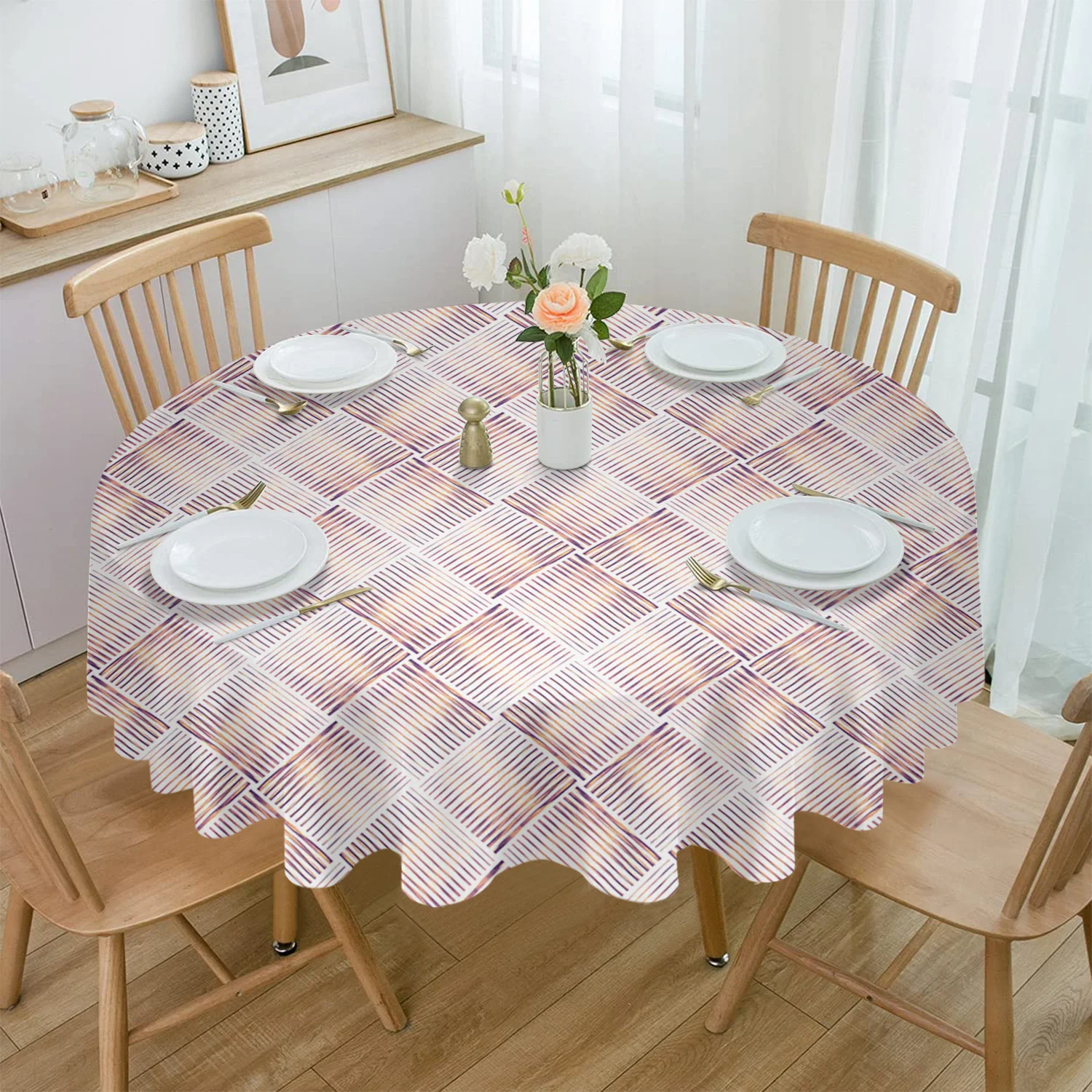 Retro-Line-Gradient-Square-Texture-Waterproof-Tablecloth-Table ...