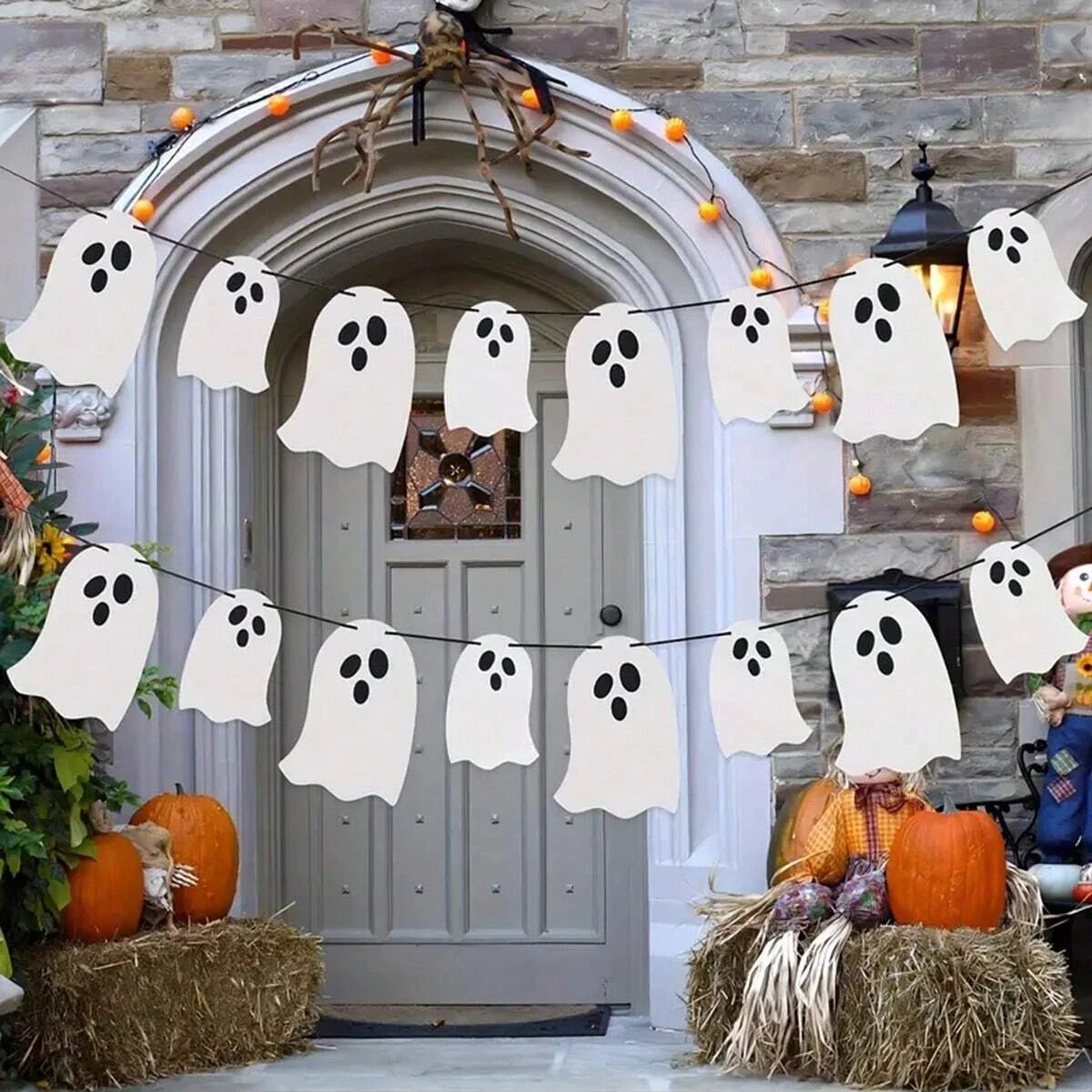 8pcs-Silver-Glitter-Paper-Halloween-Ghost-Pull-Flag-Horror-Ghost ...