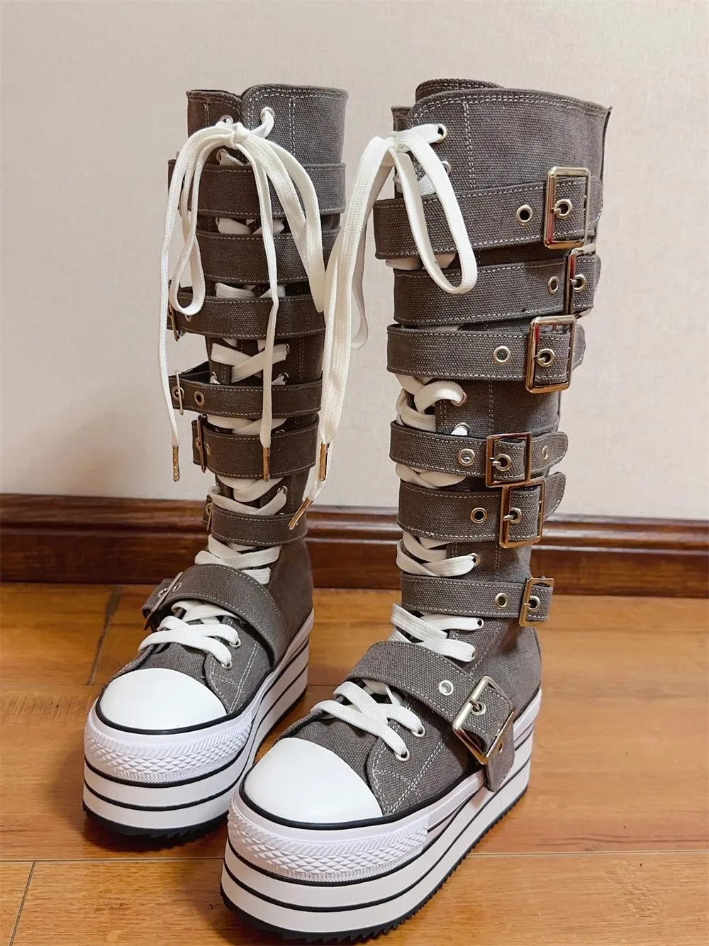 Women-wasteland-punk-long-Boots-woman-high-wedges-Heels-pumps-Lady ...