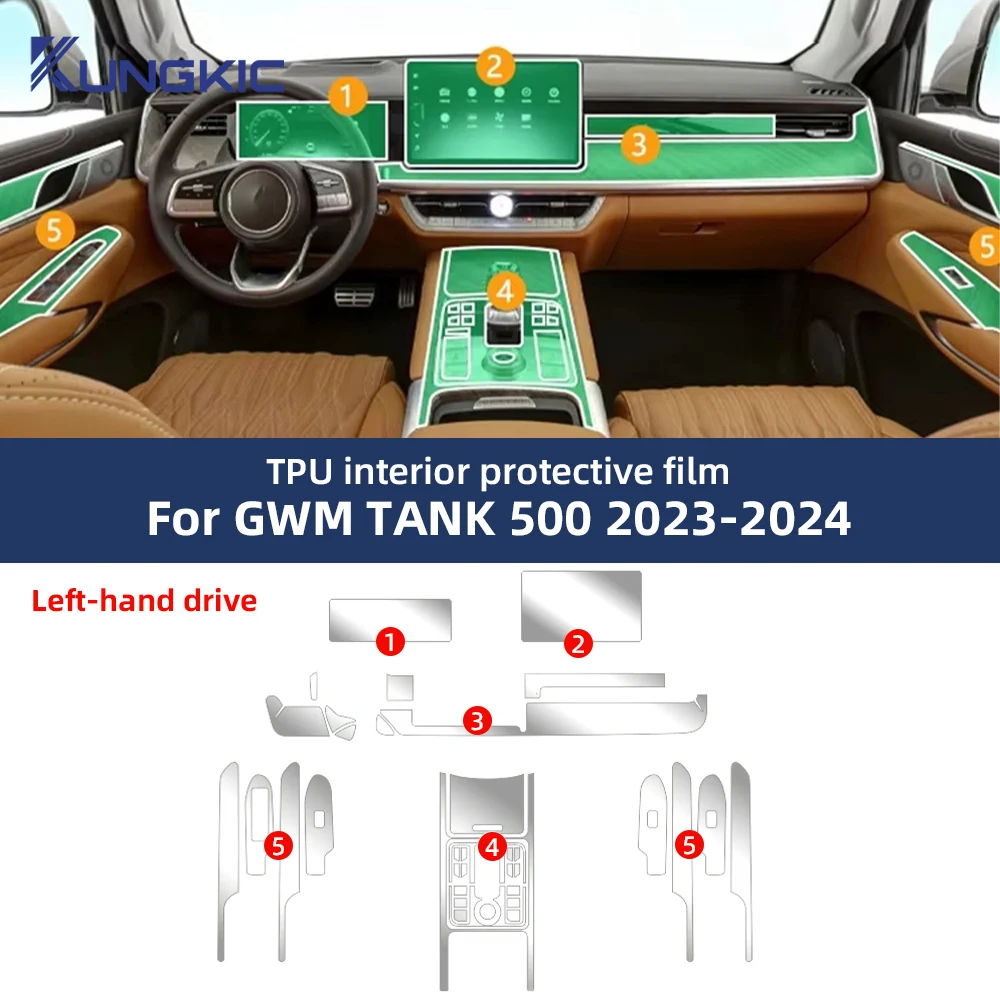 For GWM TANK 500 2023 2024 TPU Protective Film Clear Car Interior ...