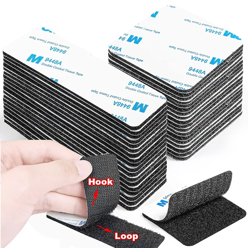 10Pcs-Strong-Self-Adhesive-Hook-and-Loop-Fastener-Tape-Rectangle-Nylon ...