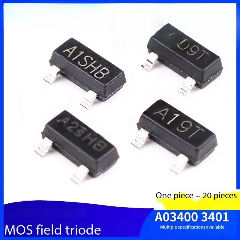 20PCS MOS Transistor AO3400 3401 SI2301 2302 SMD A1/A2SHB A09T A19T ...