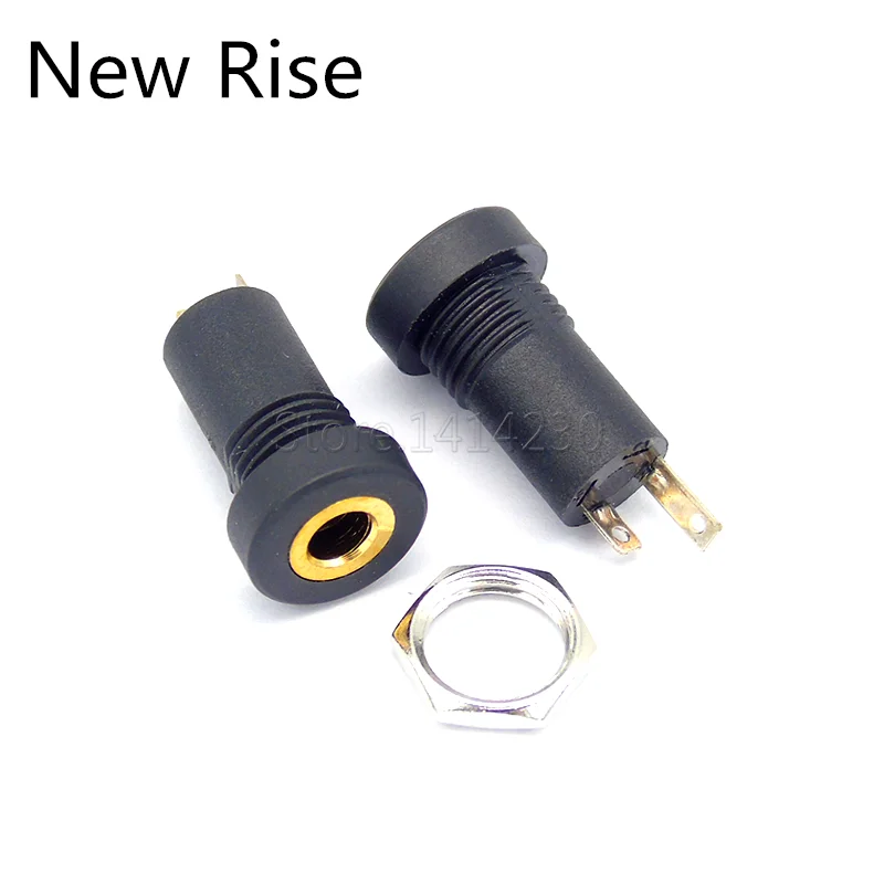 10Pcs 3.5mm Mono Jack Socket Audio 2 Pole Black Panel Mount Gold Plated ...