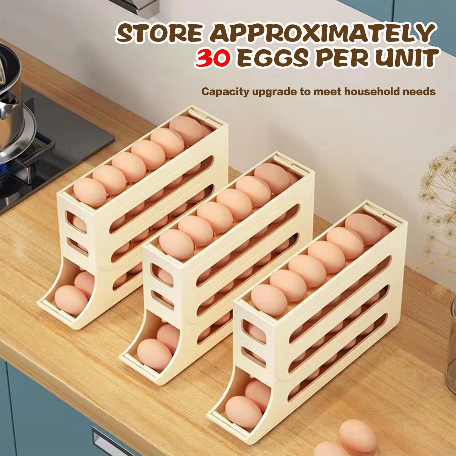 4-Tier-Automatic-Scrolling-Egg-Rack-Holder-Storage-Box-Egg-Basket ...