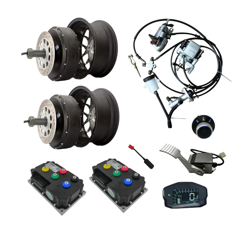 Dual 5000W 72V Electric Car Hub Motor Conversion Kit with Fardriver ...