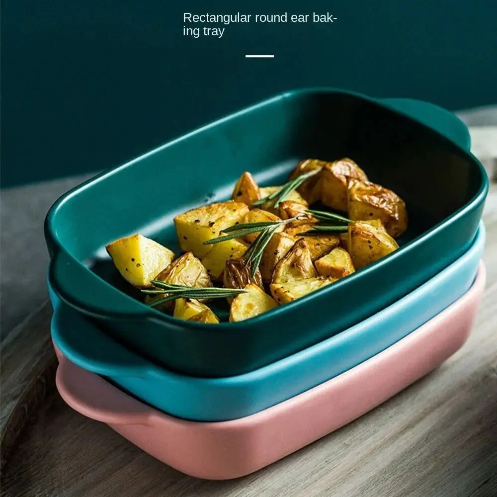 Ceramic-Binaural-Rectangular-Baking-Pans-Cheese-Baked-Anti-scalding ...