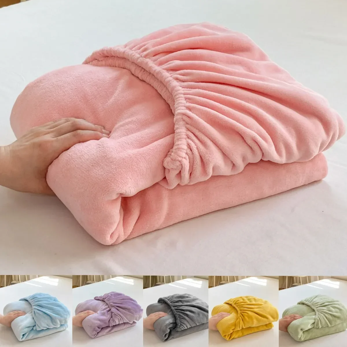 Soft Plush Warm Mattress Cover Winter Velvet Material Fitted Sheet ...