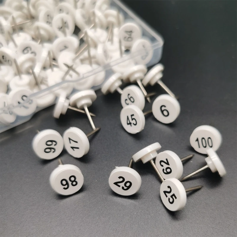 100Pcs Round Numbered Pushpins Map Pins for Office School Bulletin ...