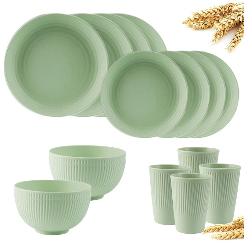 4-16Pcs-Wheat-Straw-Ramen-Bowl-Tableware-Dishes-Full-Tableware-Of ...