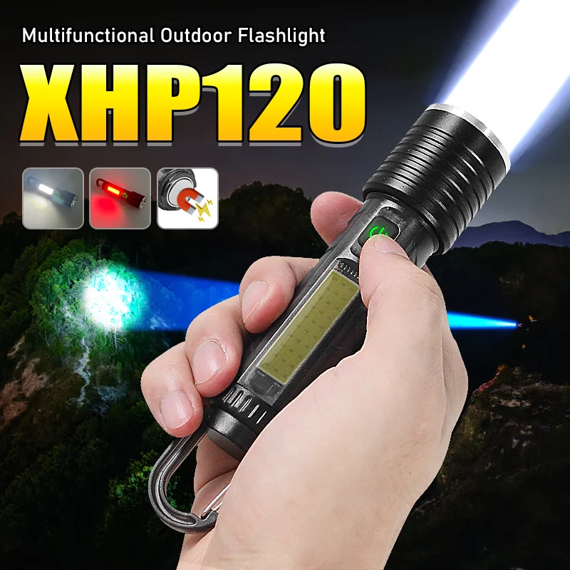 XHP120 LED Flashlight Multifunctional Portable Lantern With Hook ...