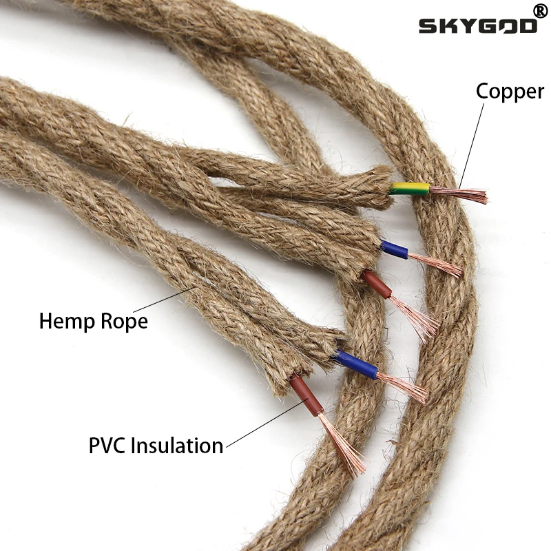 2-5-10m-Hemp-Rope-Electrical-Wire-Twisted-Cable-2-3-Cores-For-DIY-Retro ...