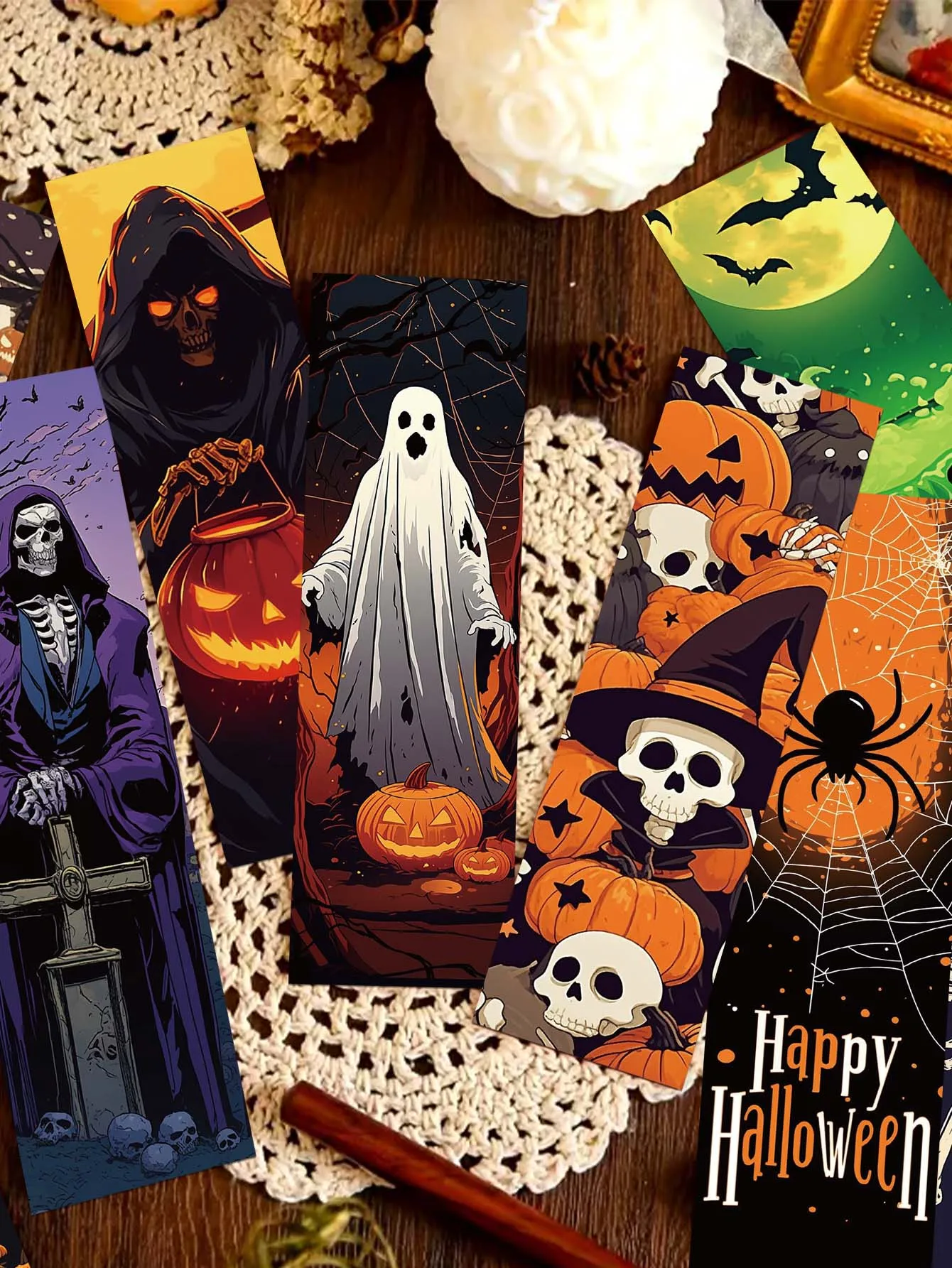 30pcs Halloween Bookmarks Reading Books Labeling Paper Cards Students ...
