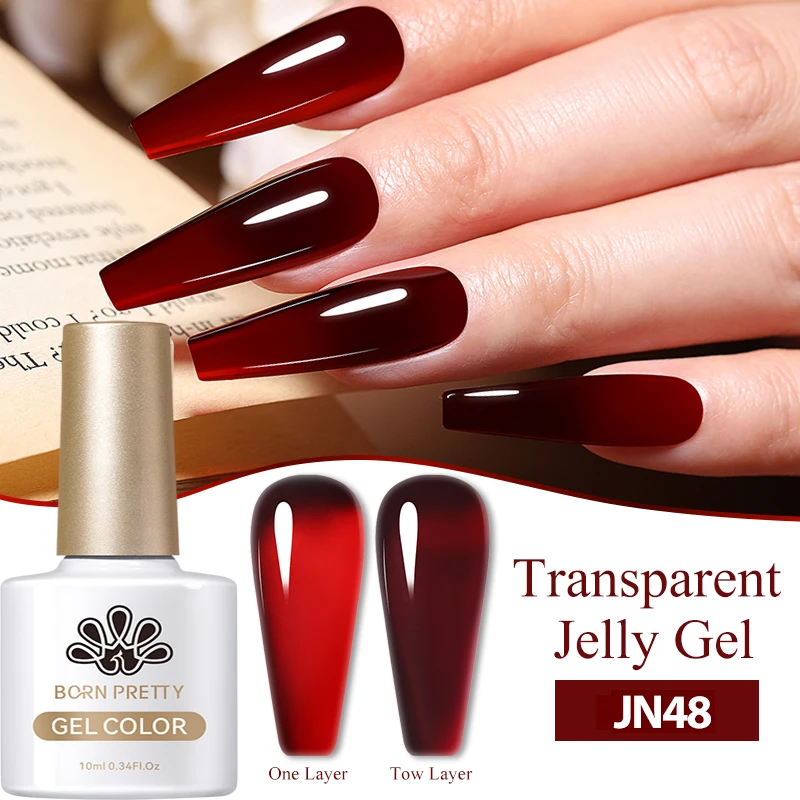 BORN-PRETTY-Red-Jelly-Transparent-Nail-Gel-10ML-Pink-Nude-Color-Soak ...