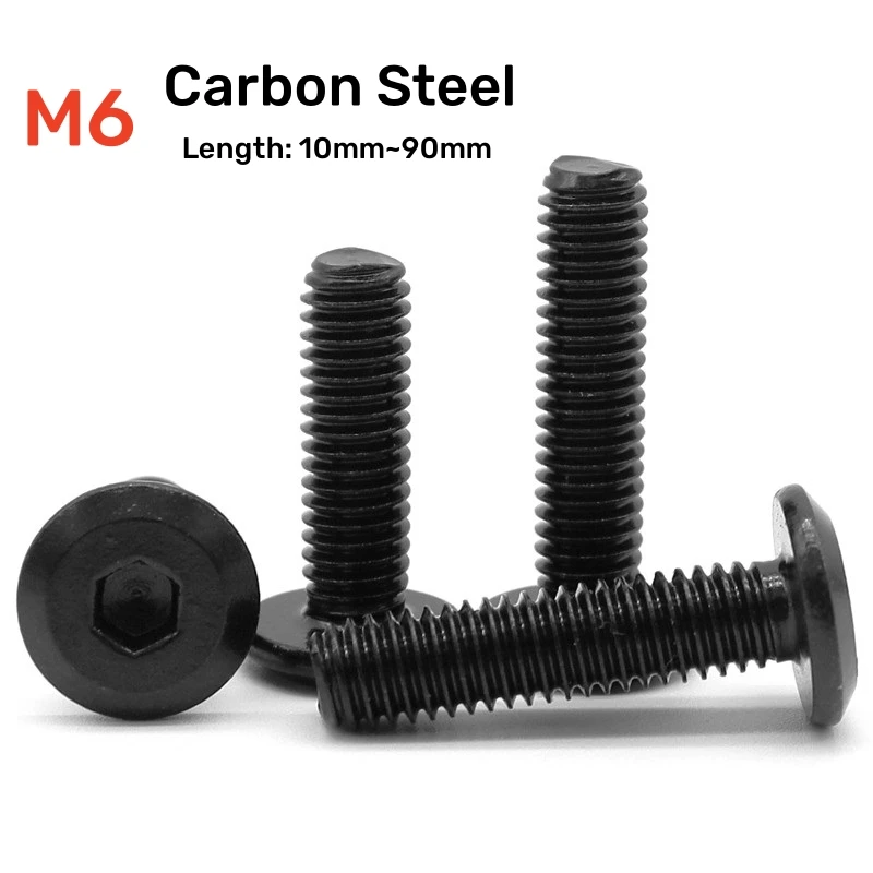 5-10-30pcs-M6-Black-Carbon-Steel-CM-Large-Flat-Hex-Hexagon-Socket-Allen ...