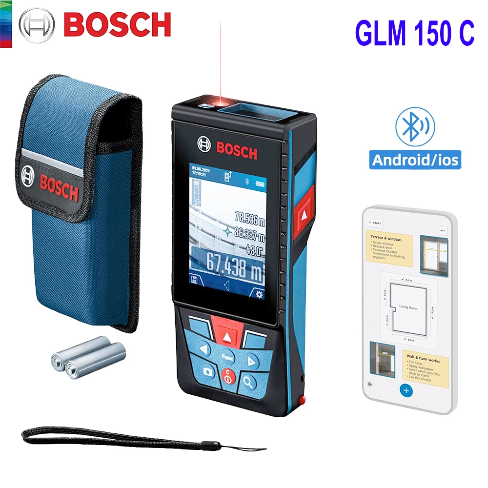 Bosch-GLM-150-C-Laser-Rangefinder-Professional-Digital-Distance-Meter-Red-Laser-Electronic ...