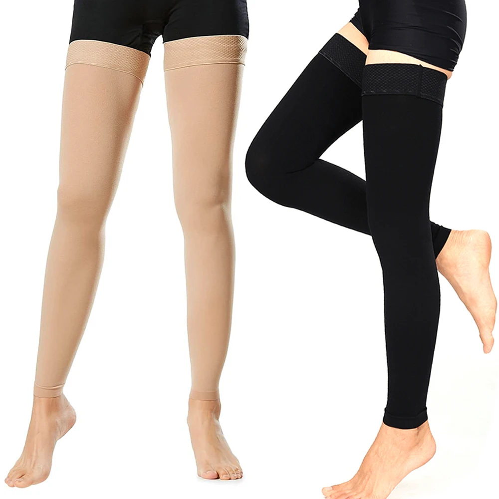 1Pair-Women-Compression-Recovery-Thigh-Sleeves-Support-Hose-20-30-MmHg ...